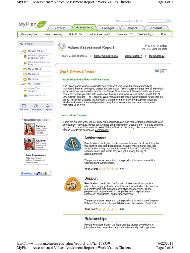 Work Values Clusters | PDF | Employment | Behavioural Sciences