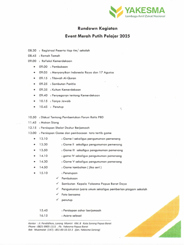 Rundown Event Merah Putih 2025 | PDF