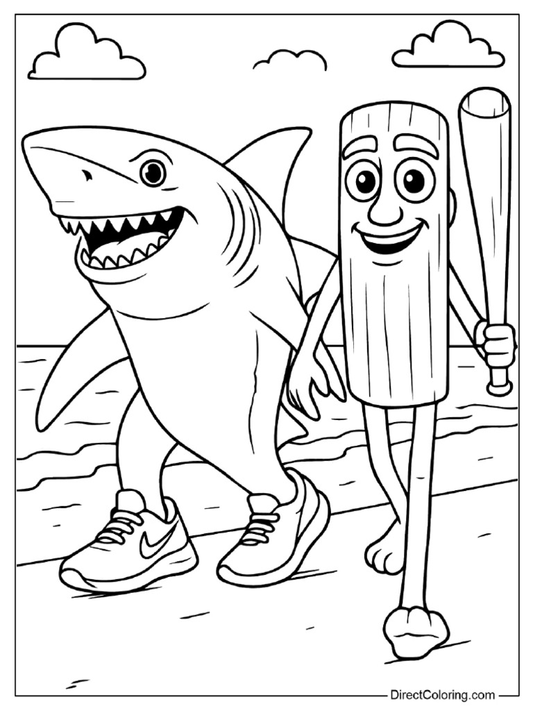 Tung Tung Tung Sahur With Tralalero Tralala Coloring Page | PDF