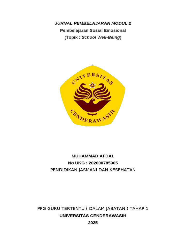 Muhammad Afdal 202000785905 School Well-being | PDF