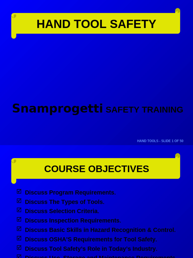 Hand Tool Safety Training Overview | PDF | Occupational Safety And ...
