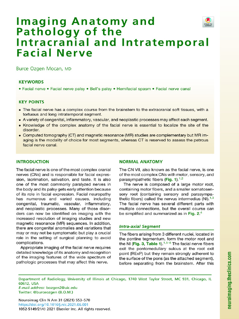 Imaging Anatomy and Pathology of The Intracranial and Intratemporal Facial Nerve | PDF ...