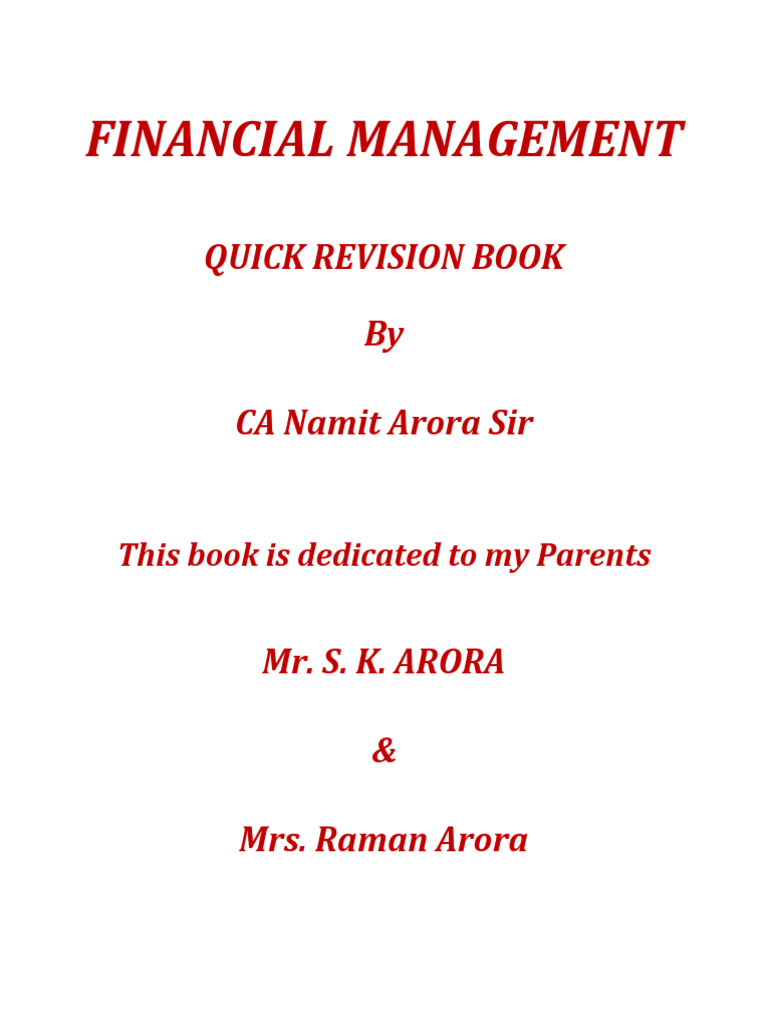 Financial Management Quick Revision Guide | PDF | Factoring (Finance ...