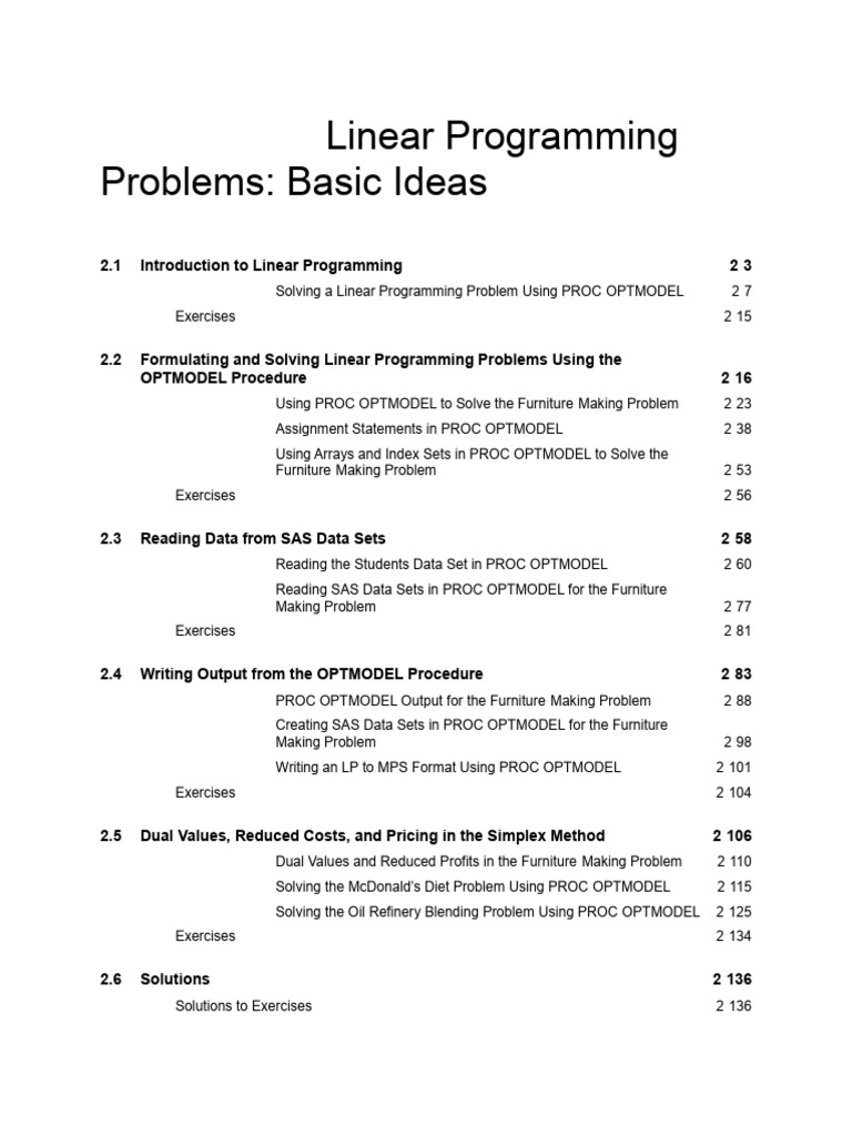 Linear Programming with PROC OPTMODEL | PDF | Linear Programming ...