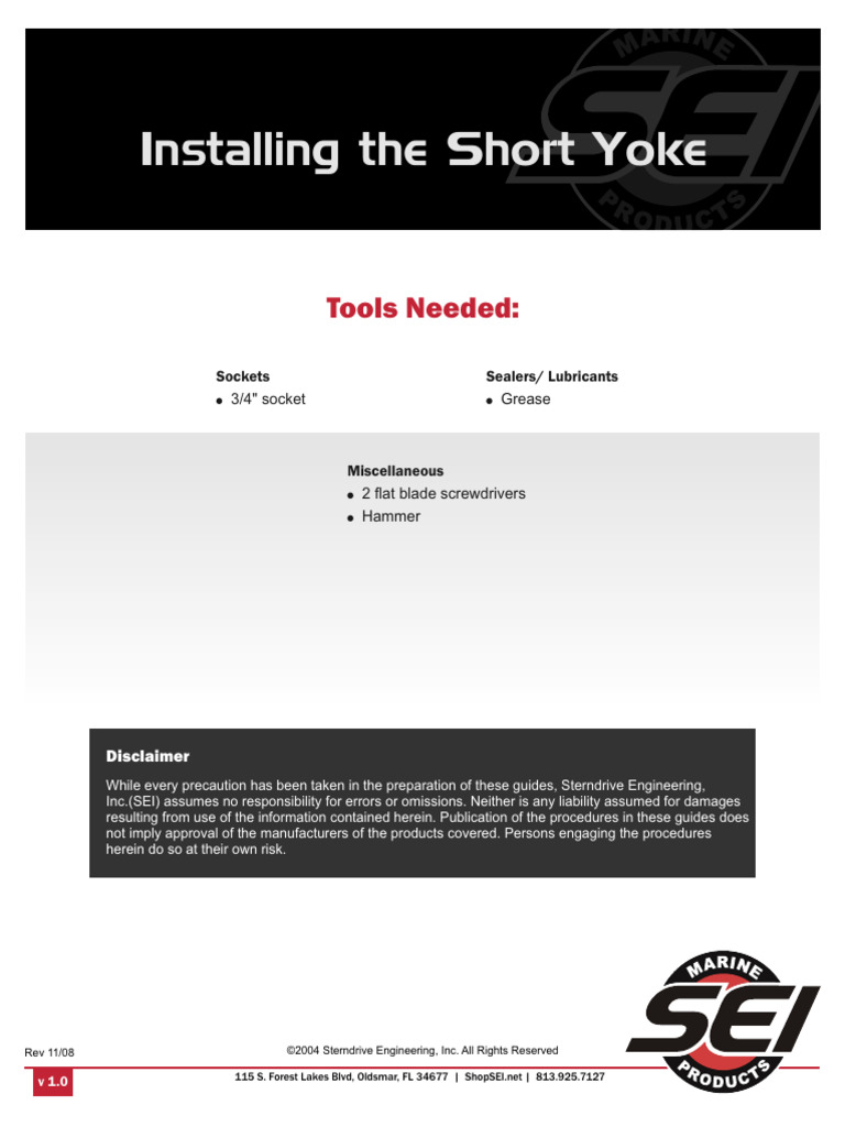Short Yoke Installation Guide | PDF | Tools