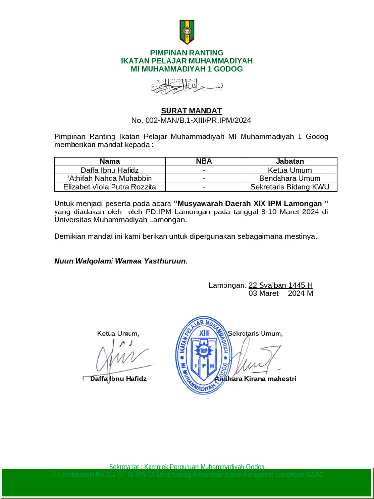 Surat Mandat & Keterangan | PDF