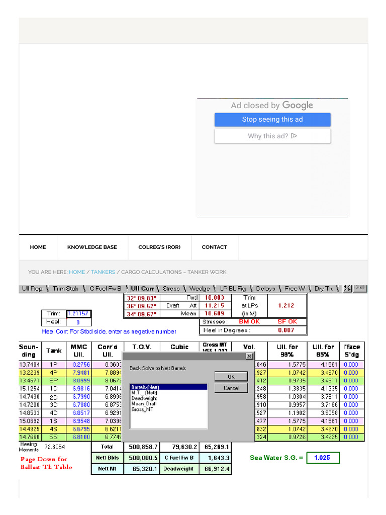 Cargo Calculations for Tankers Explained | PDF | Barrel (Unit) | Density