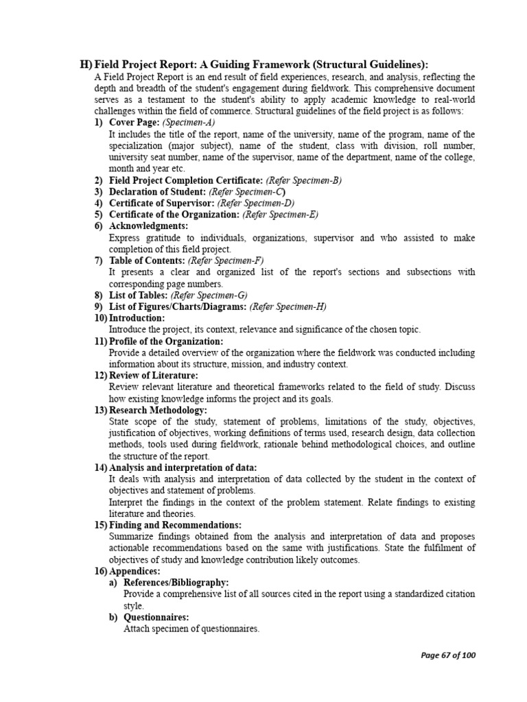 Field Project Report A Guiding Framework (Structural Guidelines) | PDF ...