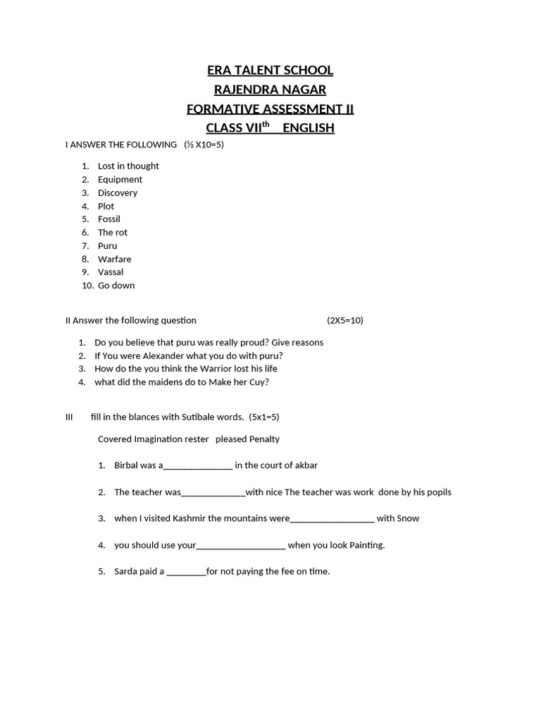 7th Class | PDF