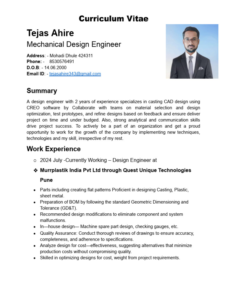 Tejas Ahire Updated With Inventor | PDF | Computer Aided Design