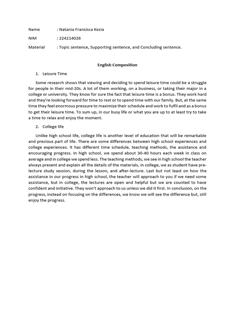 Balancing Leisure and College Life | PDF