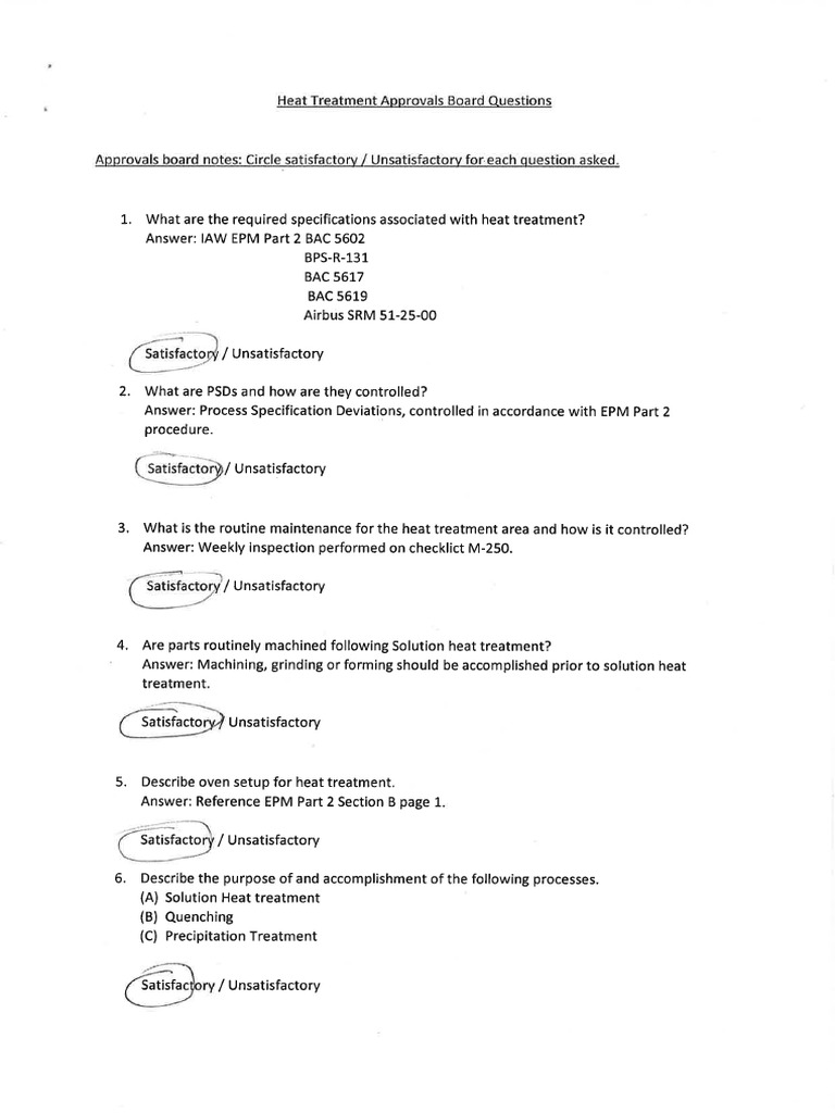 Heat Treatment Questionaire | PDF