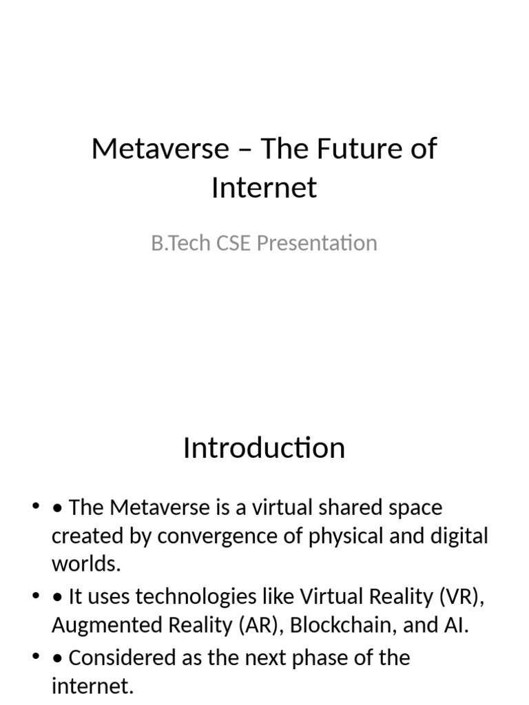 Metaverse Future of Internet | PDF