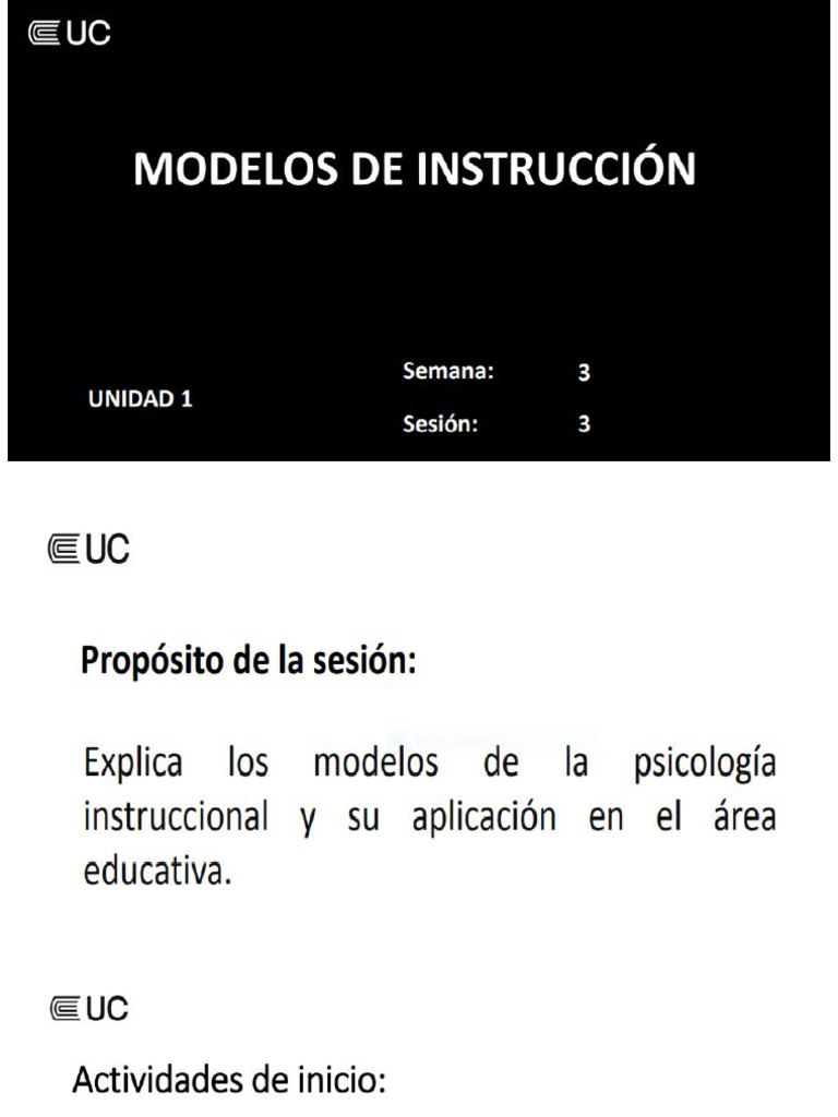 Psicologia Instrucional Semana 3 Modelos de Instruccion | PDF