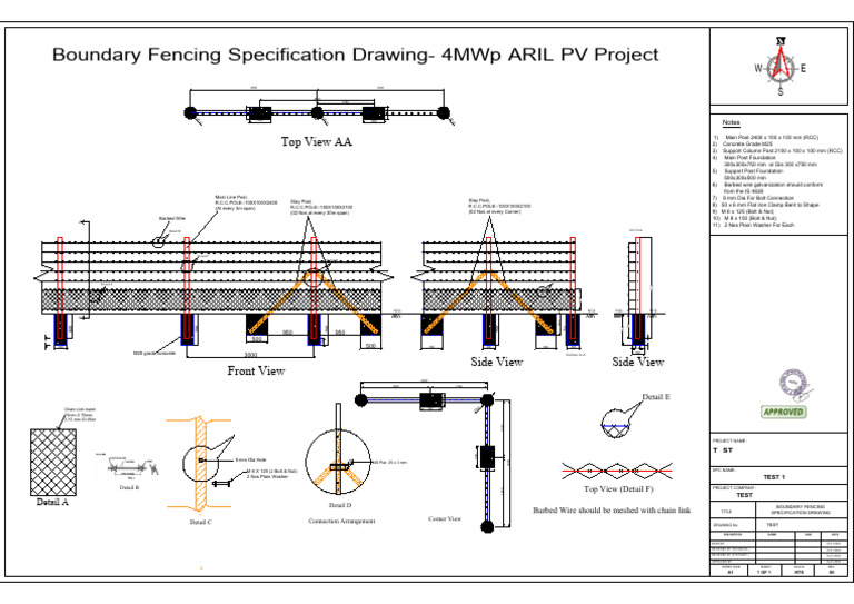 Boundary Fencing Specification Drawing | PDF | Manufactured Goods