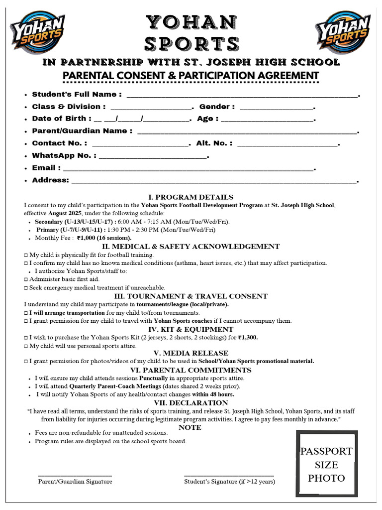 Football Consent Form - 20250816 - 170004 - 0000 | PDF