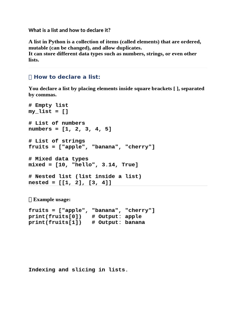 List Manupulation | PDF | String (Computer Science) | Computer Science