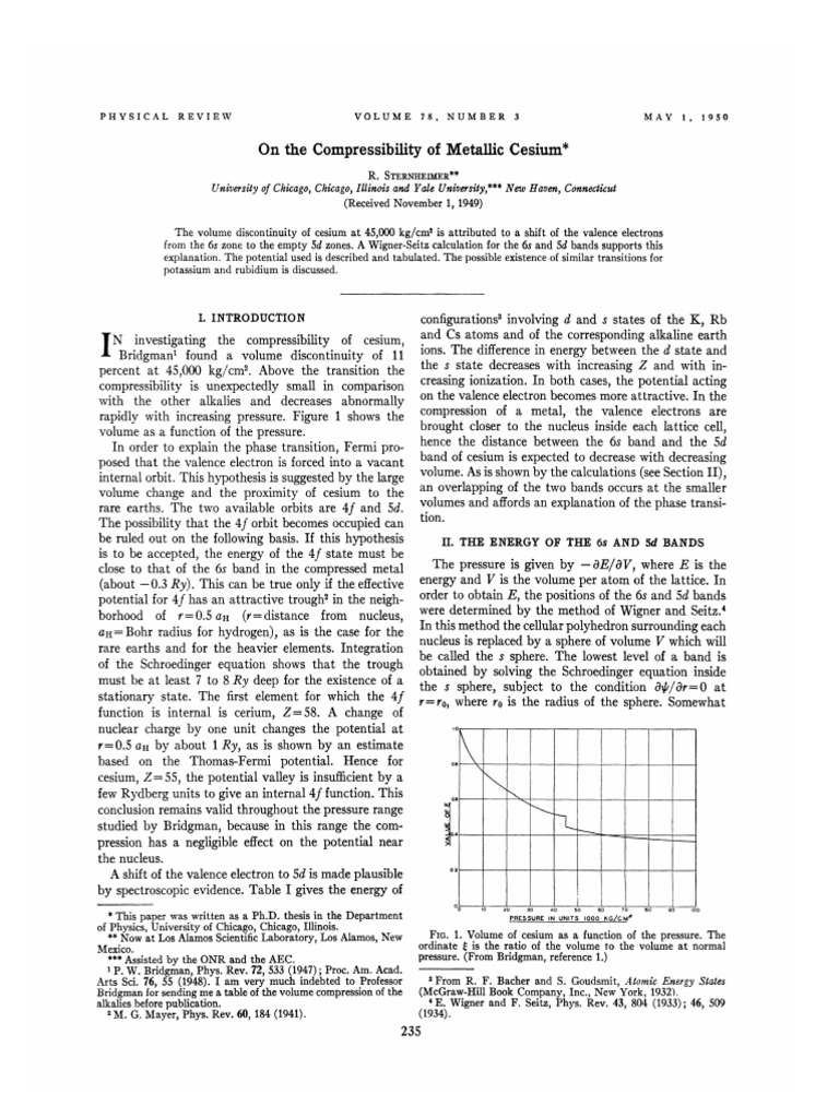 Compressibility of Metallic Cesium | PDF | Physics | Theoretical Physics