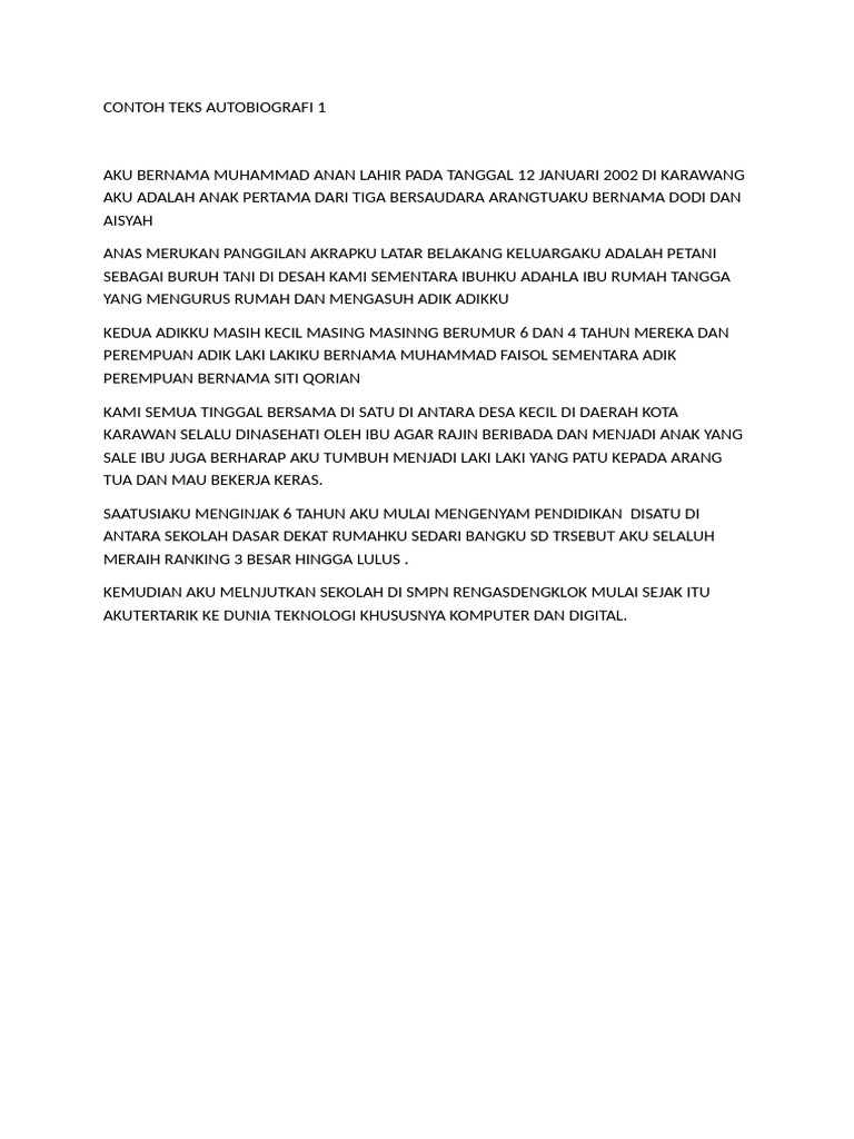 Contoh Teks Autobiografi 1 | PDF