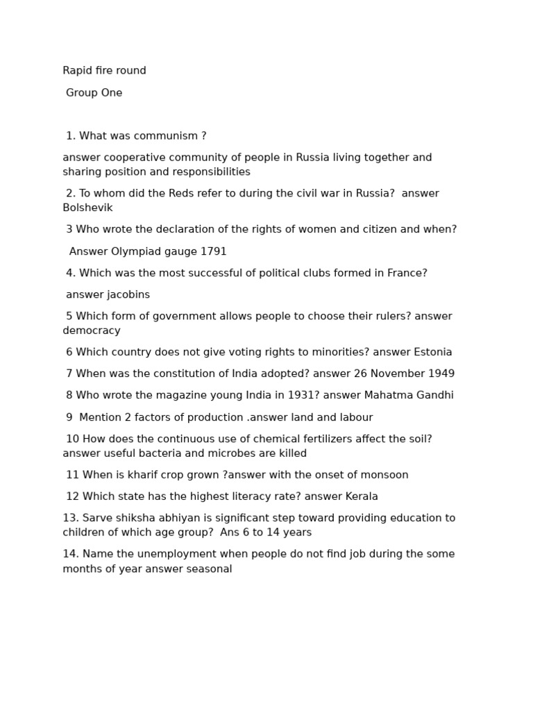 Quiz Term 1ix - Docxanamika | PDF | Communism