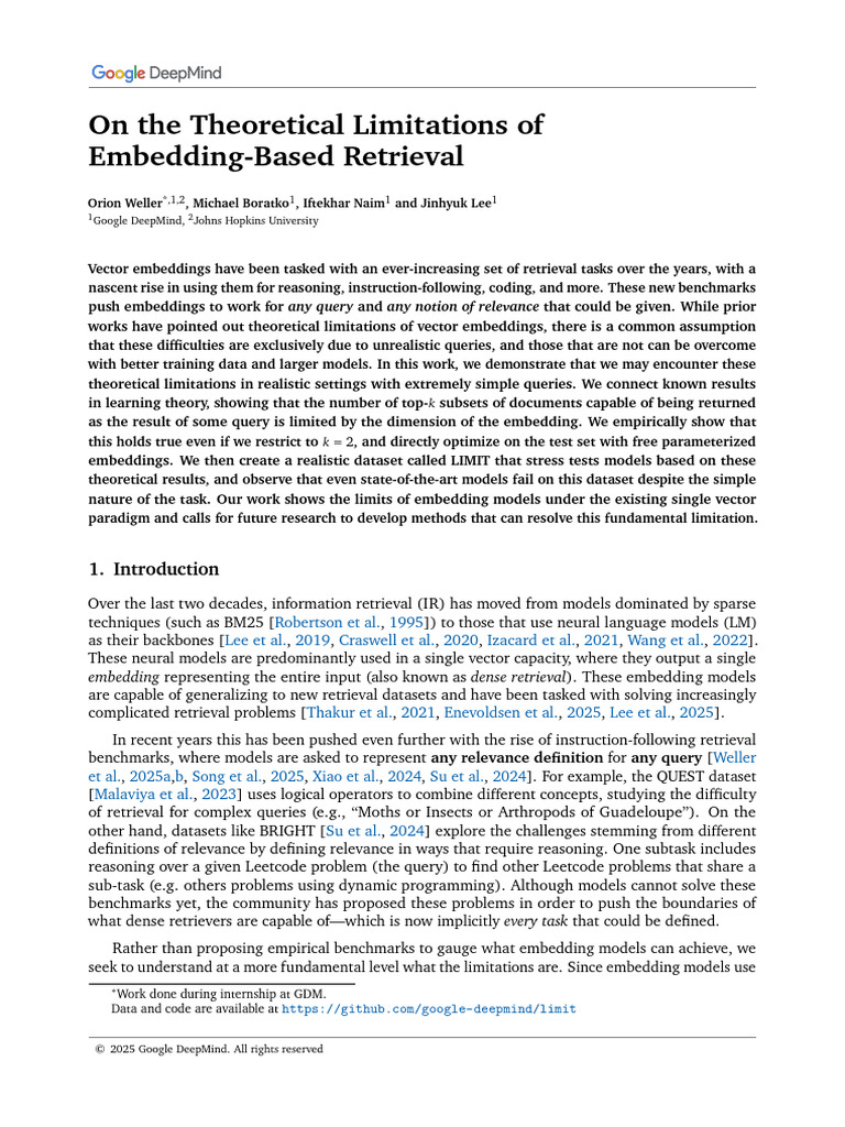Theoretical Limits of Embedding Retrieval | PDF | Matrix (Mathematics ...