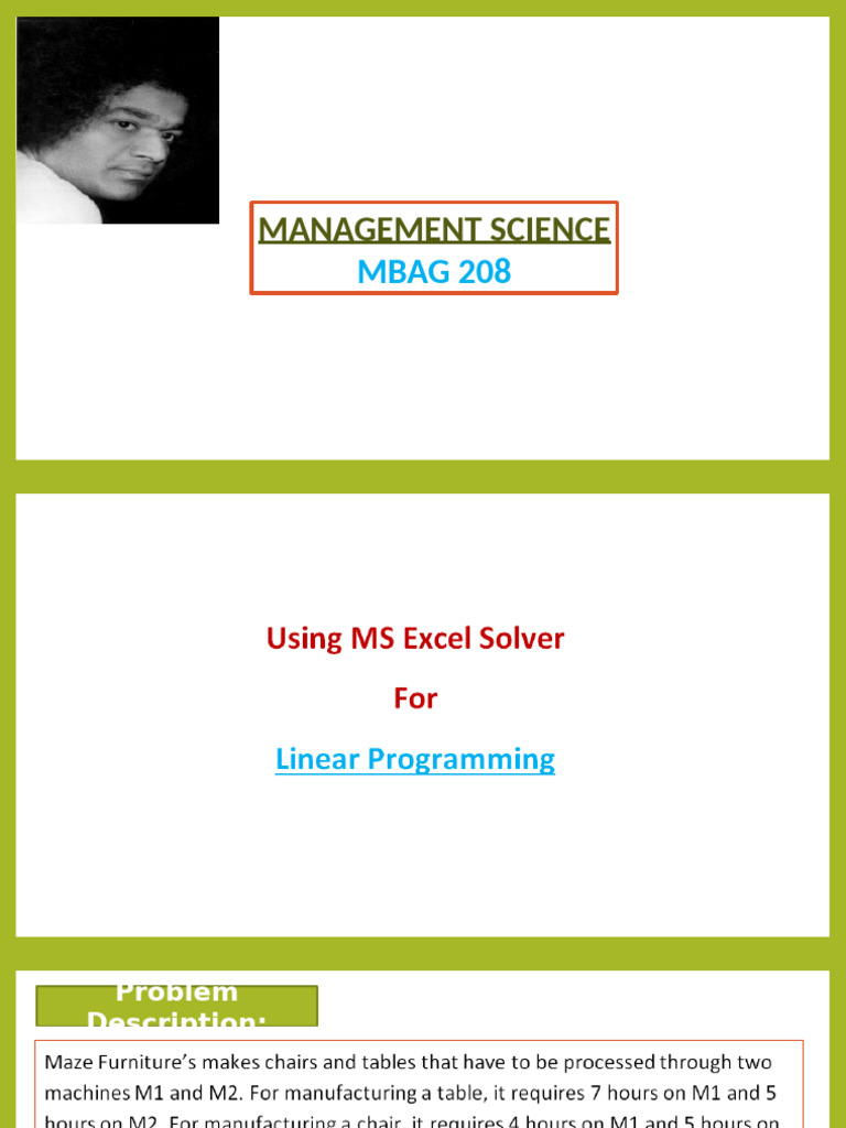 LPP Using Solver | PDF