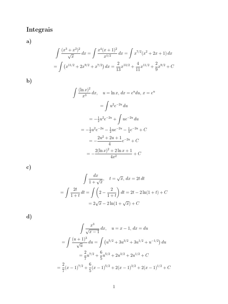 Advanced Integral Calculations and Solutions | PDF