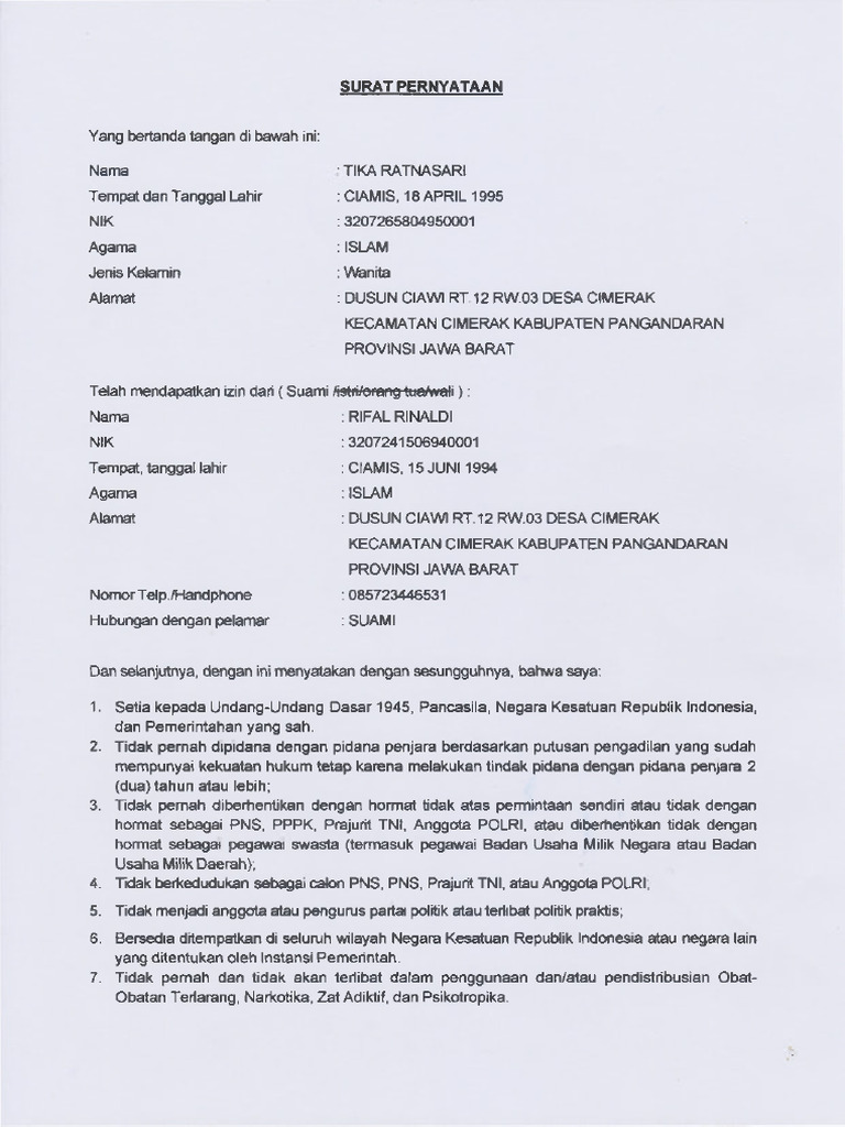 Pernyataan Tika | PDF