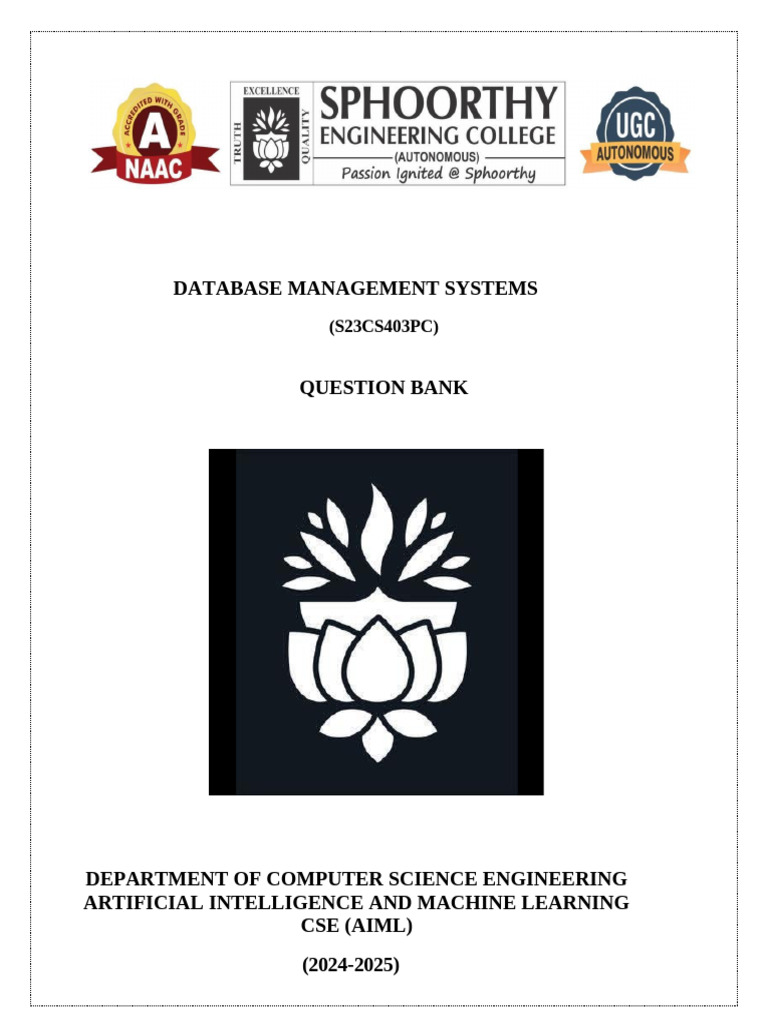 Question Bank With Answers DBMS | PDF | Databases | Relational Model