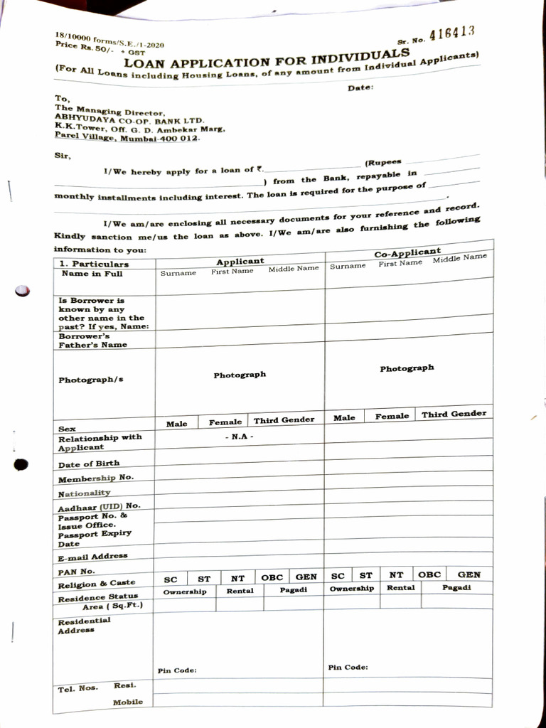 Loan Application Form for Individuals | PDF | Loans