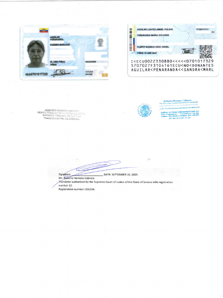 Ecuadorian Identity Card Details | PDF