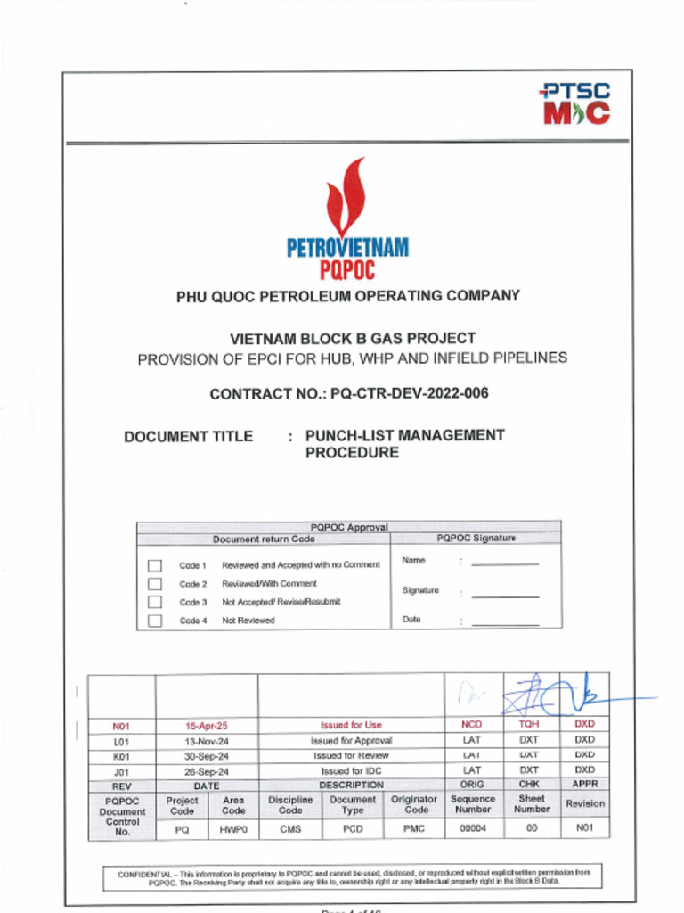 Vietnam Block B Gas Project Punch List Guide | PDF | Specification ...