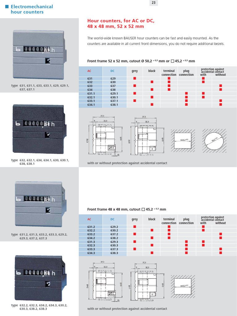 BAUSER Electromechanical Hour Counters | PDF | Alternating Current ...