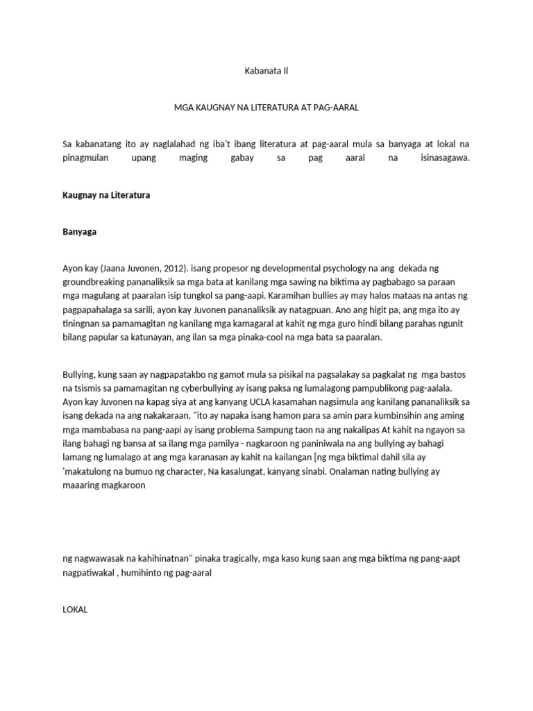 Kabanata Il-Pambubully | PDF