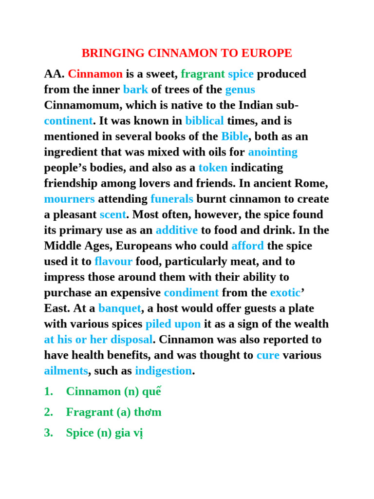 The History of Cinnamon in Europe | PDF | Cinnamon | Spice