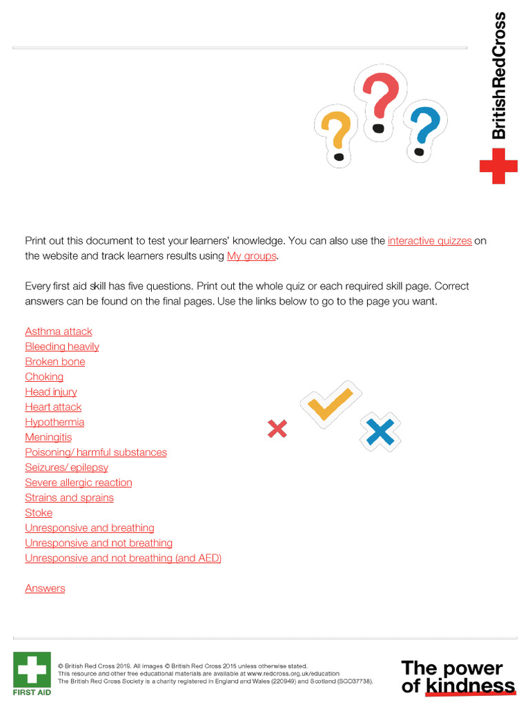 First Aid Quizzes for Young Learners | PDF | Hypothermia | First Aid