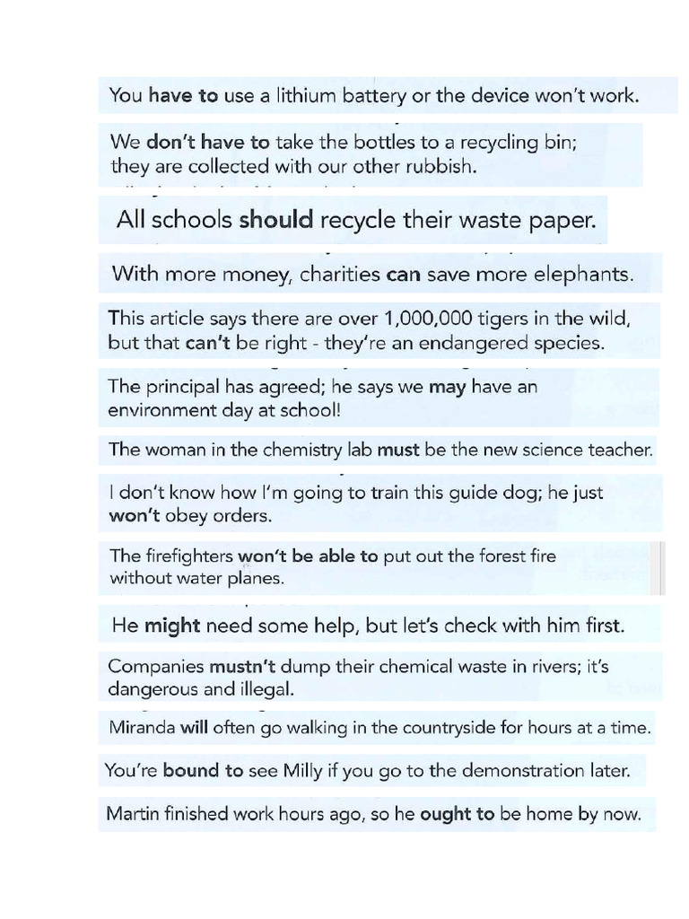 Sentences With Modals | PDF