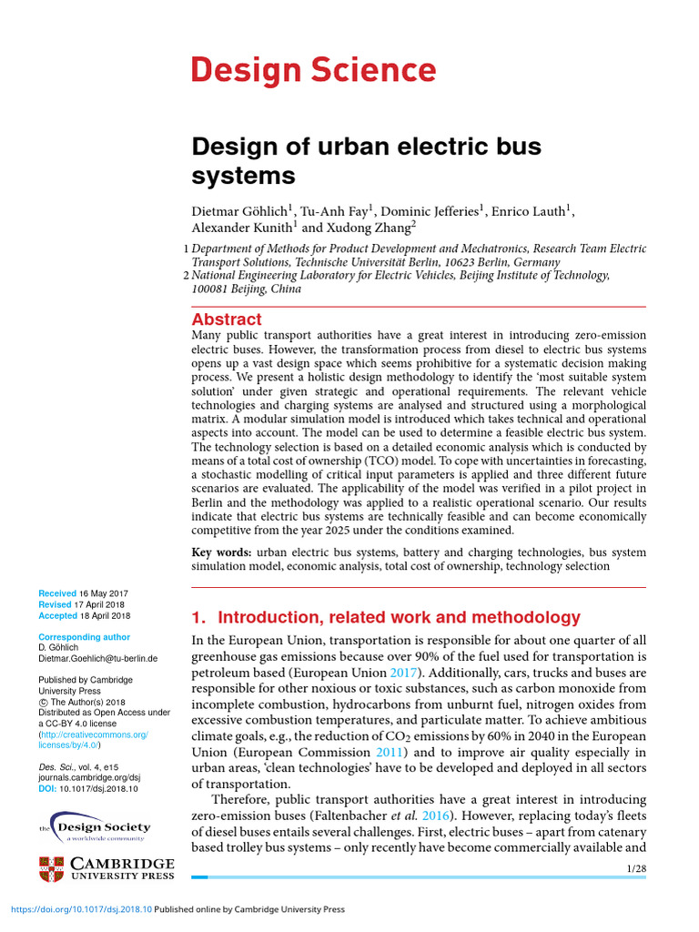 Design of Urban Electric Bus Systems | PDF | Life Cycle Assessment | Bus