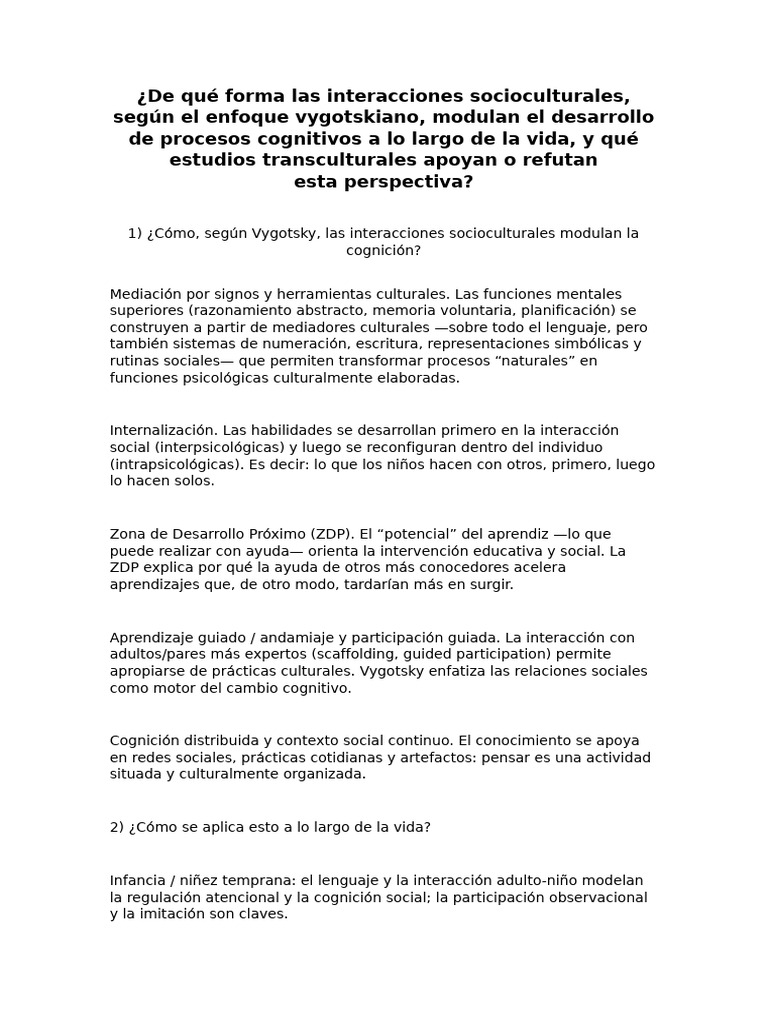 De Qué Forma Las Interacciones Socioculturales | PDF | Cognición ...