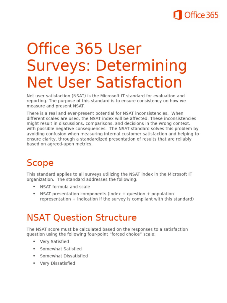 NSAT Standard for User Satisfaction | PDF | Customer Satisfaction