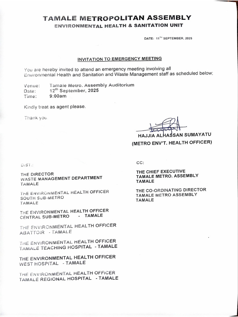 Invitation To Emergency Meeting | PDF