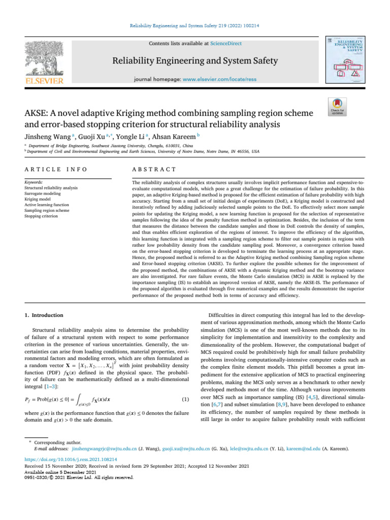 Reliability Engineering & System Safety | PDF | Normal Distribution | Mathematical Optimization