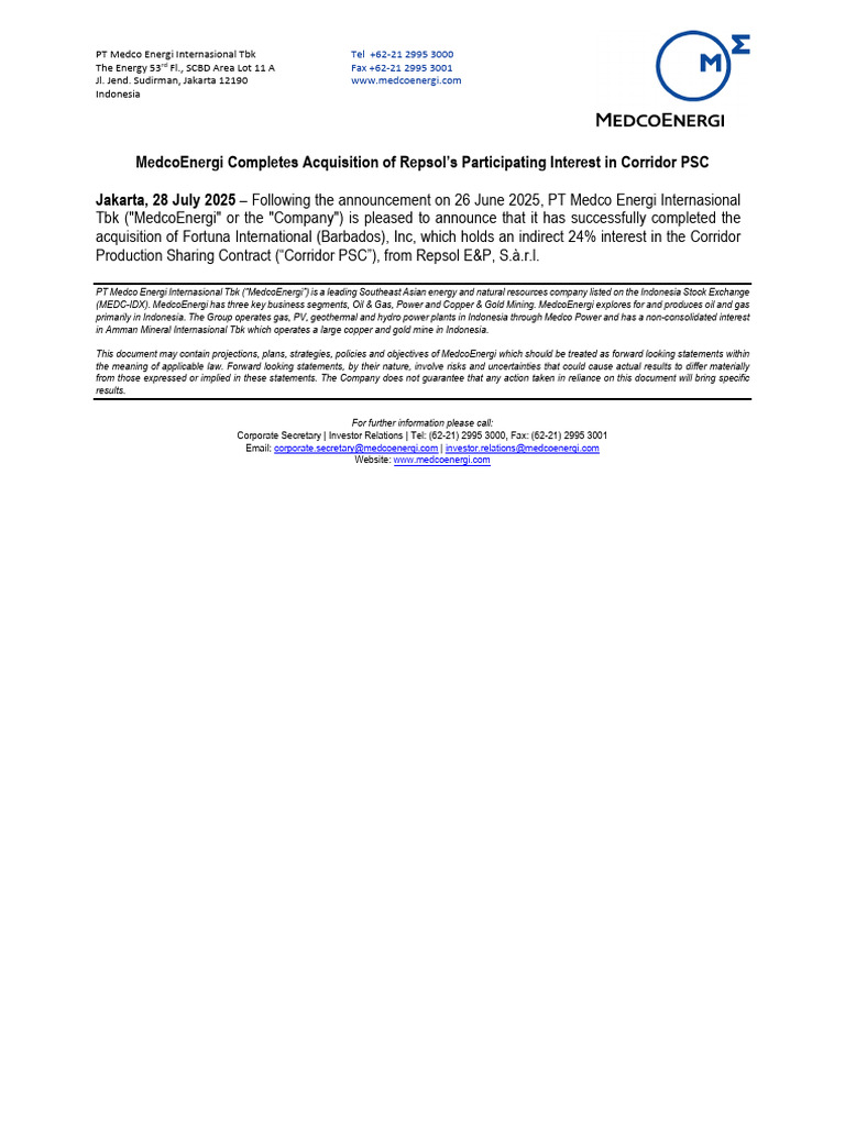 MEDC Laporan Informasi Dan Fakta Material 31927954 Lamp2 | PDF