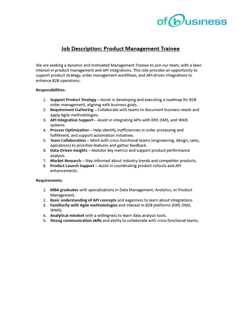 Product Management Trainee Role | PDF