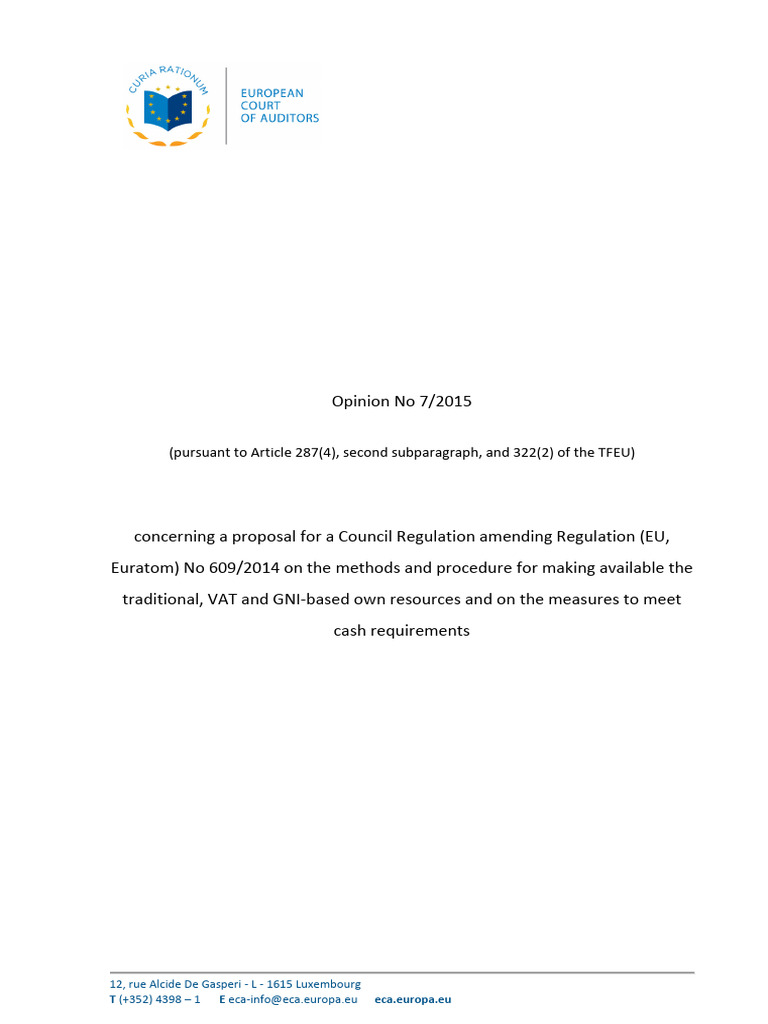 Opinion on EU Own Resources Regulation | PDF | European Union | Customs
