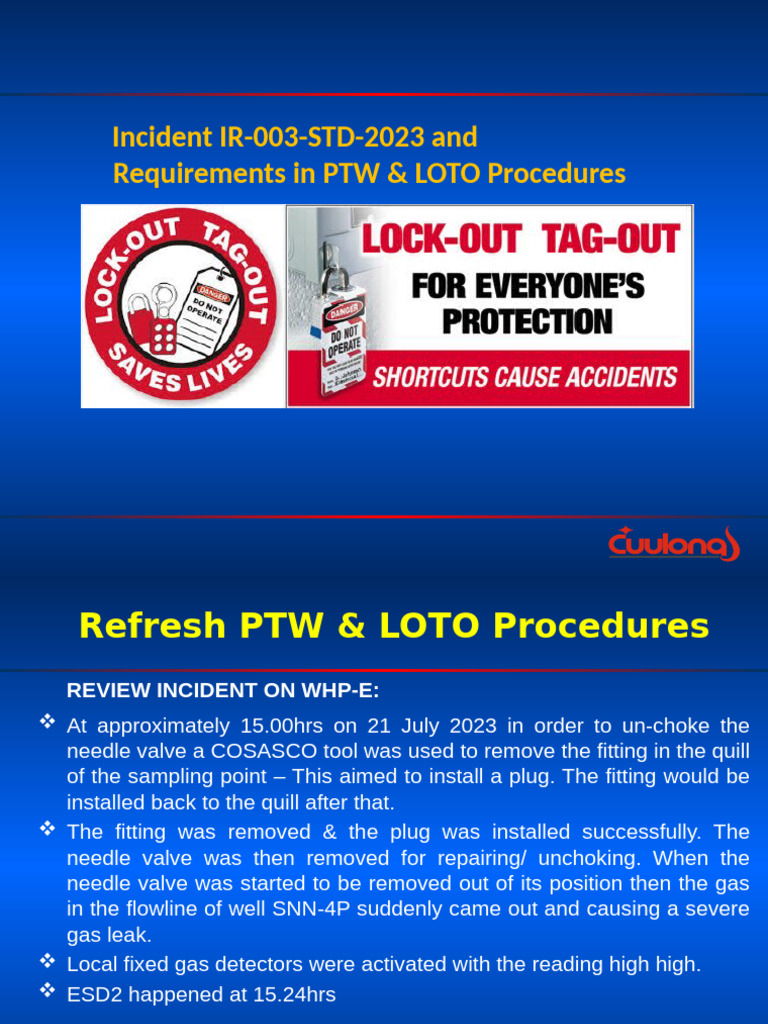 Incident Review: PTW & LOTO Failures | PDF | Occupational Safety And ...