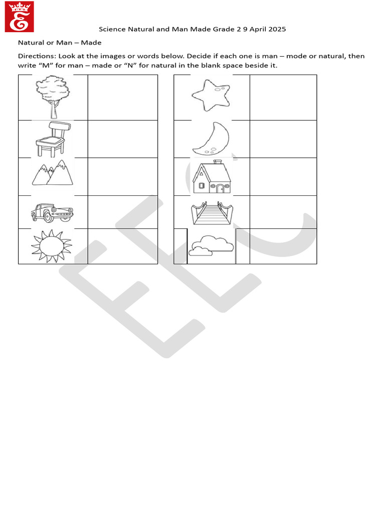 Natural vs. Man-Made for Grade 2 | PDF