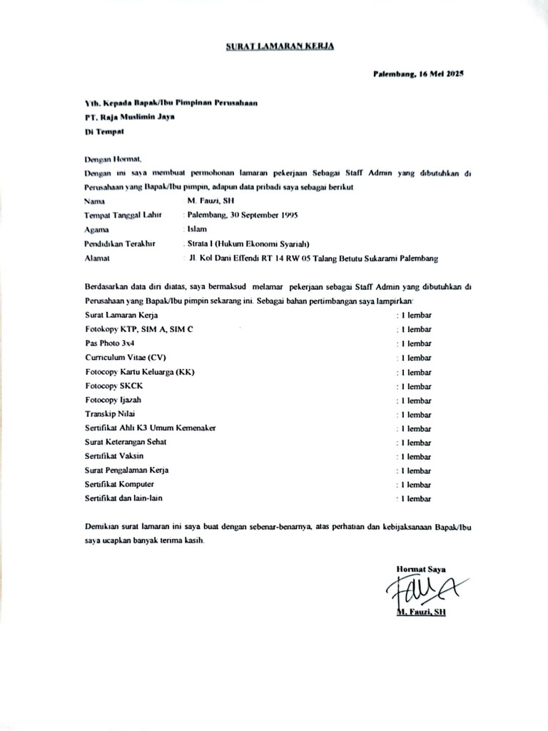 Surat Lamaran | PDF