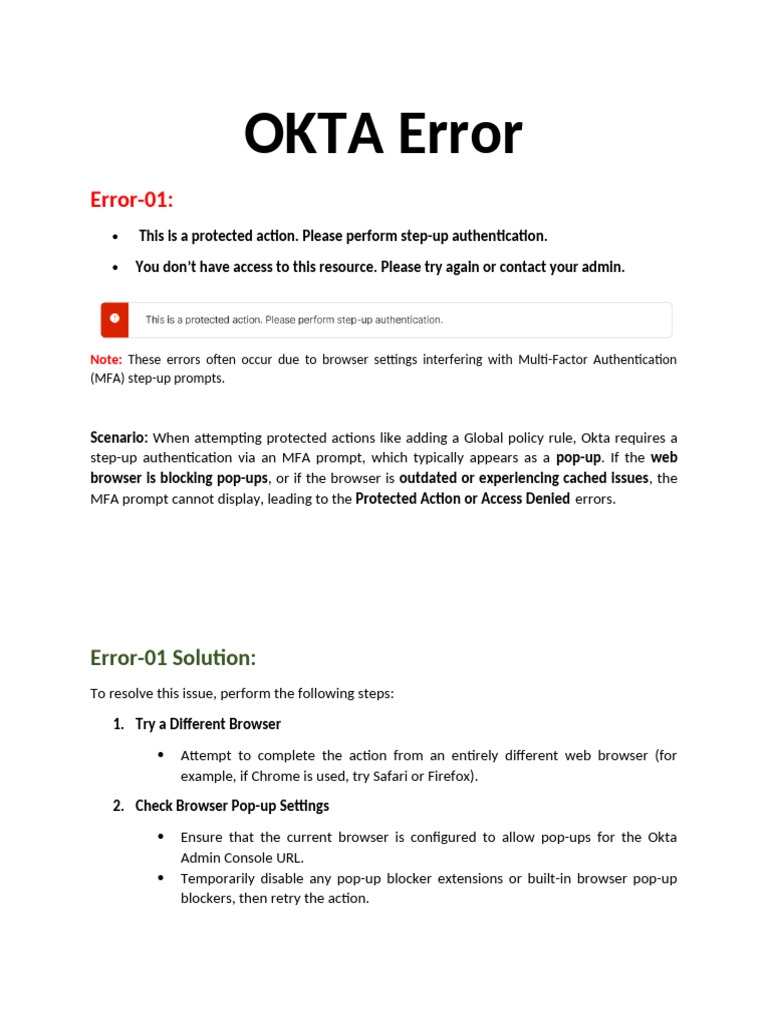 OKTA Error and Solution | PDF