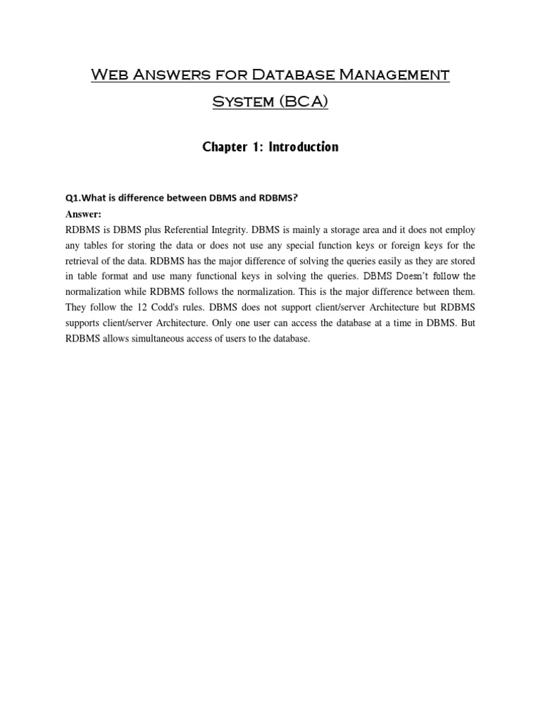 Web For Database Management Systems BCA 4th Sem | PDF | Databases | Database Index